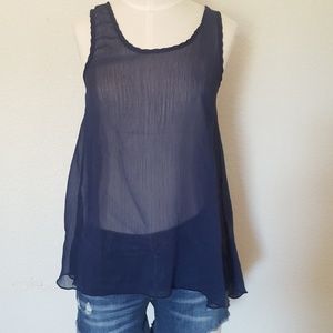 Poetry | Tops | Poetry Sheer Navy Tank Small | Poshmark